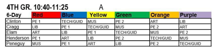Related Arts Schedule – Amber Peneguy – Christiana Elementary School