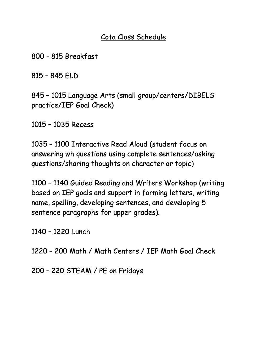 Special Education – Teachers – 66th Street Elementary