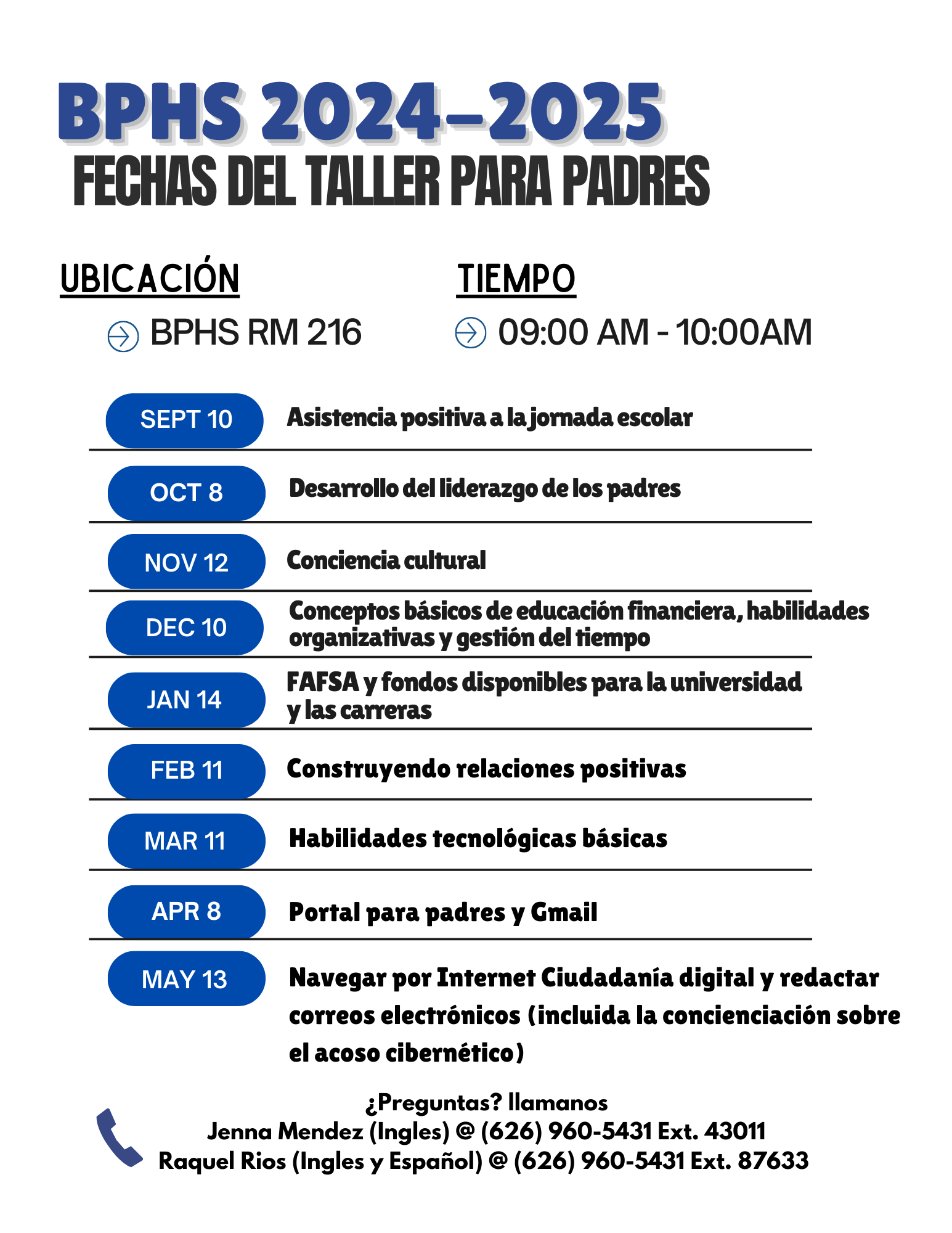 BPHS/LACOE Parent Workshops – Meetings – Baldwin Park High School