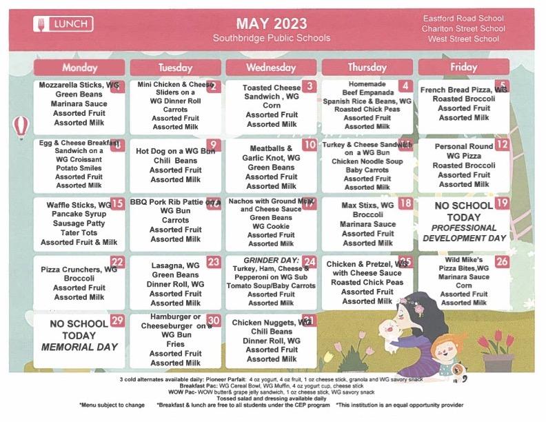 Menus – Food and Nutrition – Southbridge Public Schools
