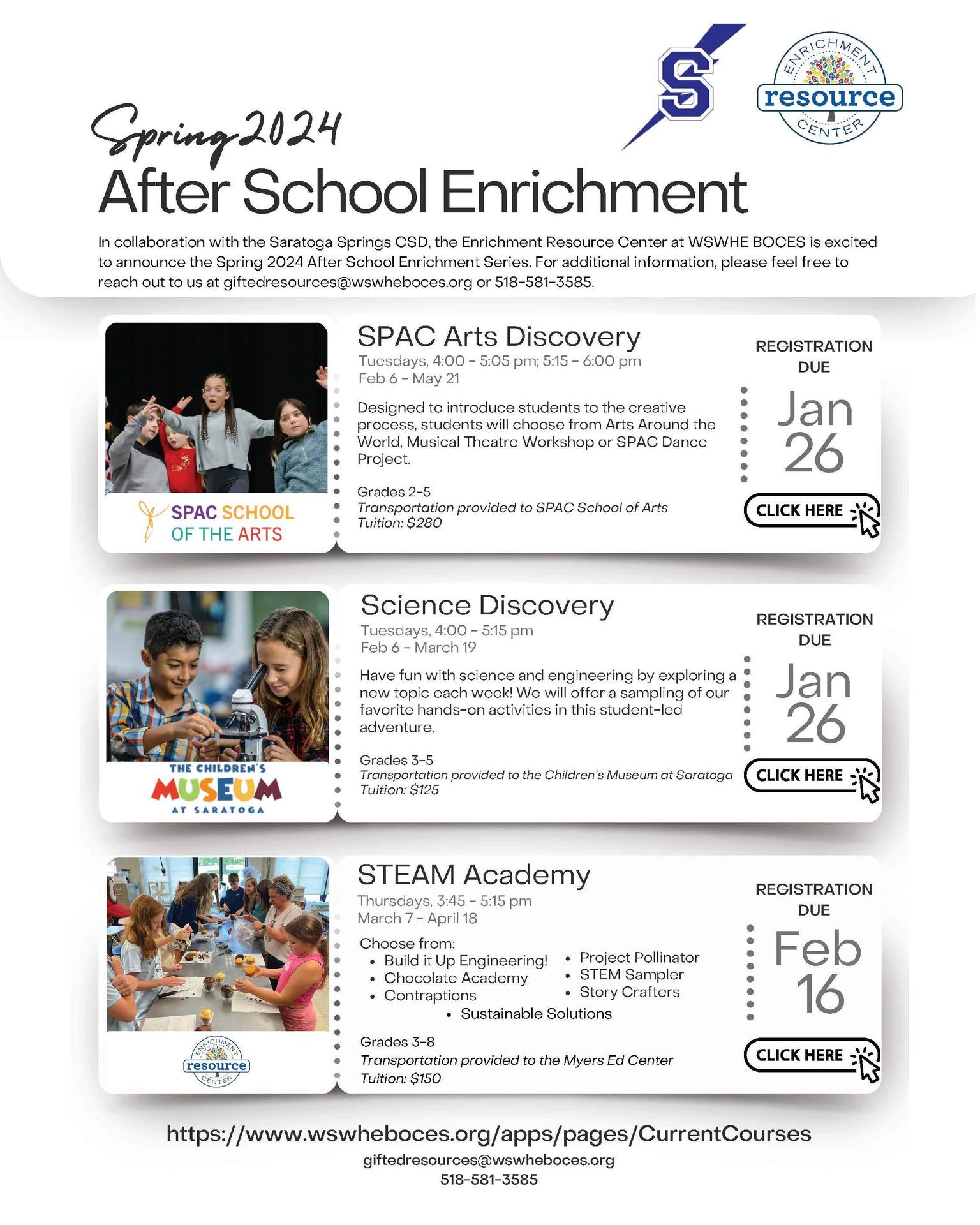 Current Course Offerings - Enrichment Resource Center - WSWHE BOCES