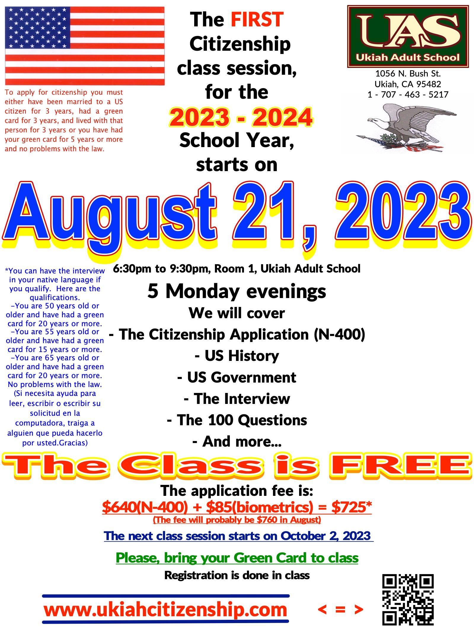 Citizenship Classes – Citizenship – Ukiah Adult School