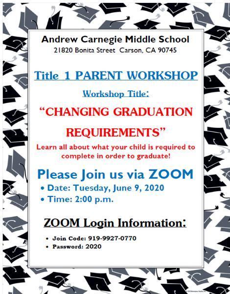 Changing Graduation Requirements – Parent Workshop – Carnegie Middle School