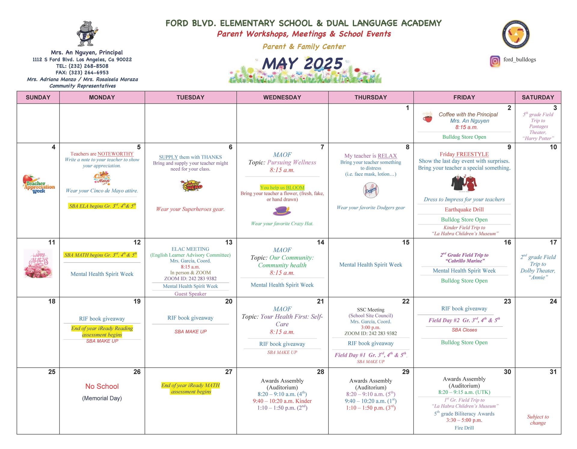 Parent Calendar – Parents – Ford Boulevard Elementary & Dual Language ...