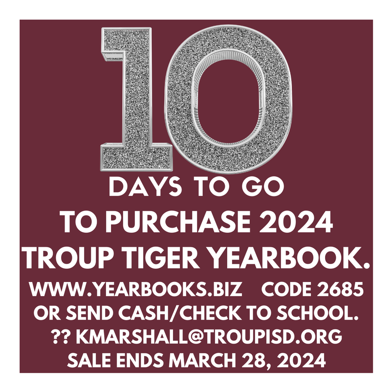 Yearbook Sales End March 28 | Troup Middle School