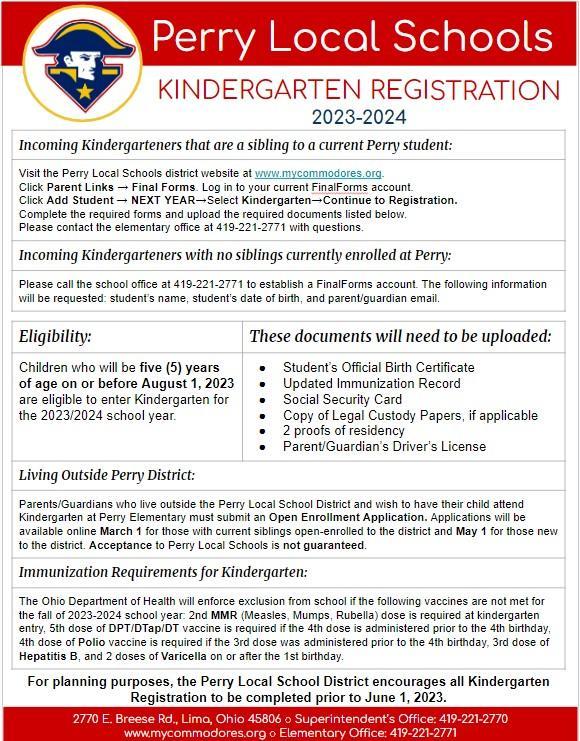 Announcements – Elementary – Perry Local School District