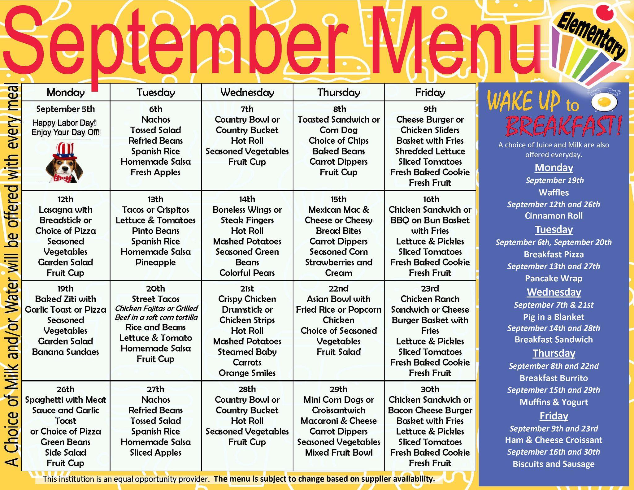 District Menus – Food & Nutrition – Llano Independent School District