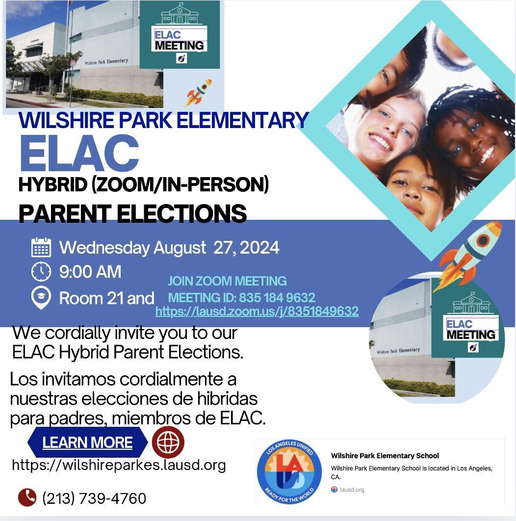 School Site Council & ELAC – Parents – Wilshire Park Elementary School