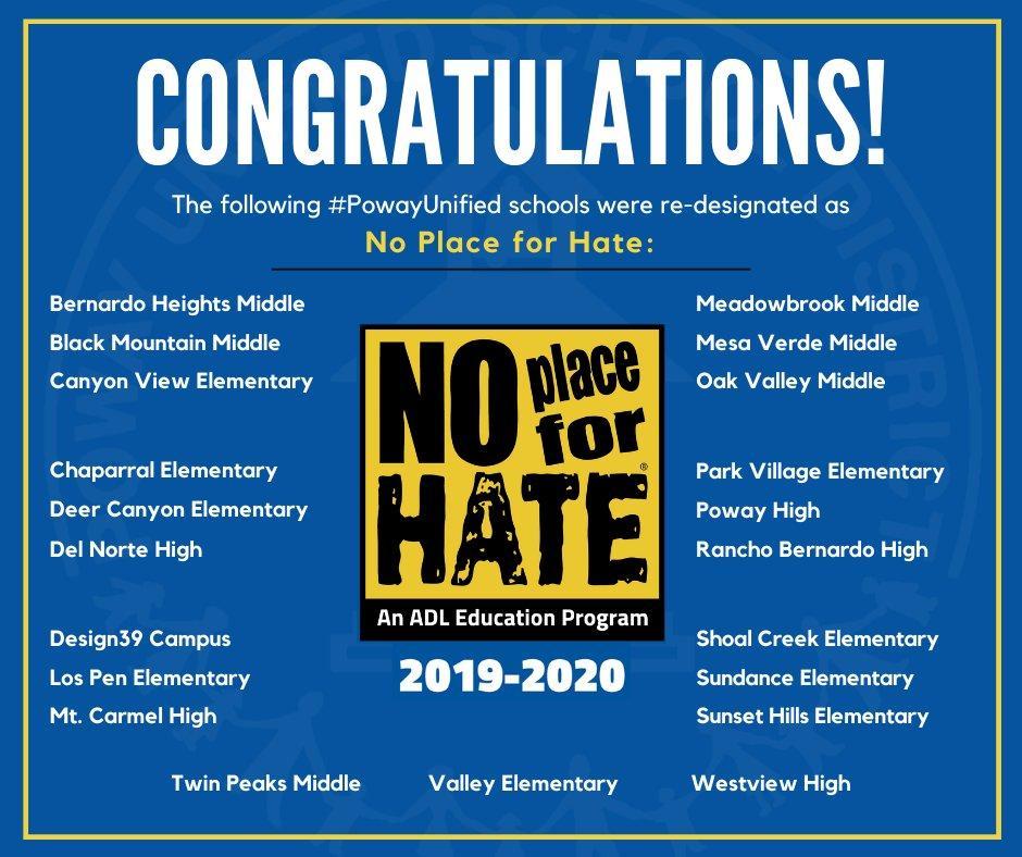 No Place for Hate - Racial Equity & Inclusion - Poway Unified School ...