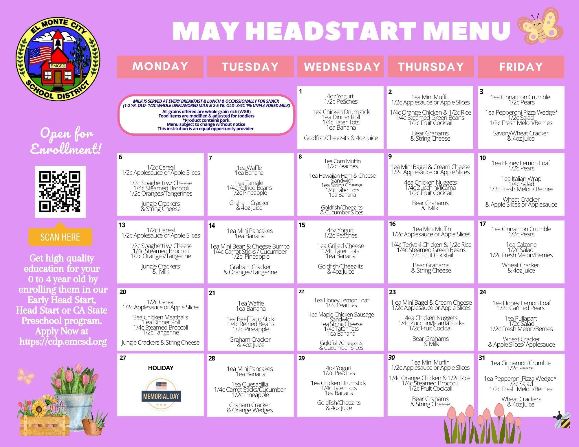 Menus & Meal Programs – Nutrition Services – El Monte City School District