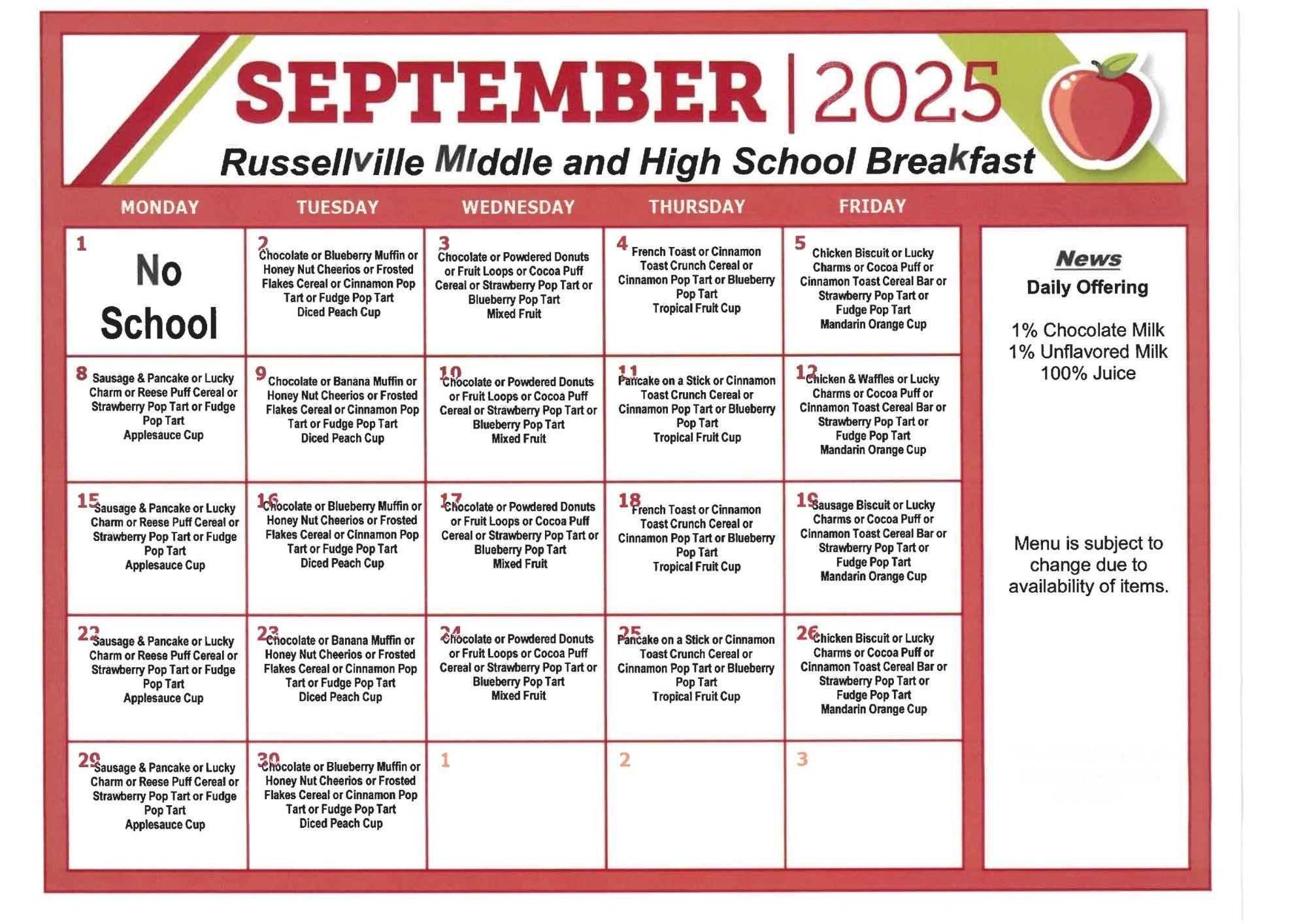 Lunch Menus – Lunch Menus – Russellville Independent School District