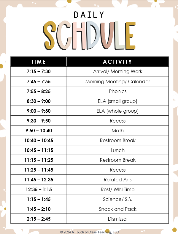 Daily Schedule & Related Arts Schedule – Brittany Bounlisavong ...