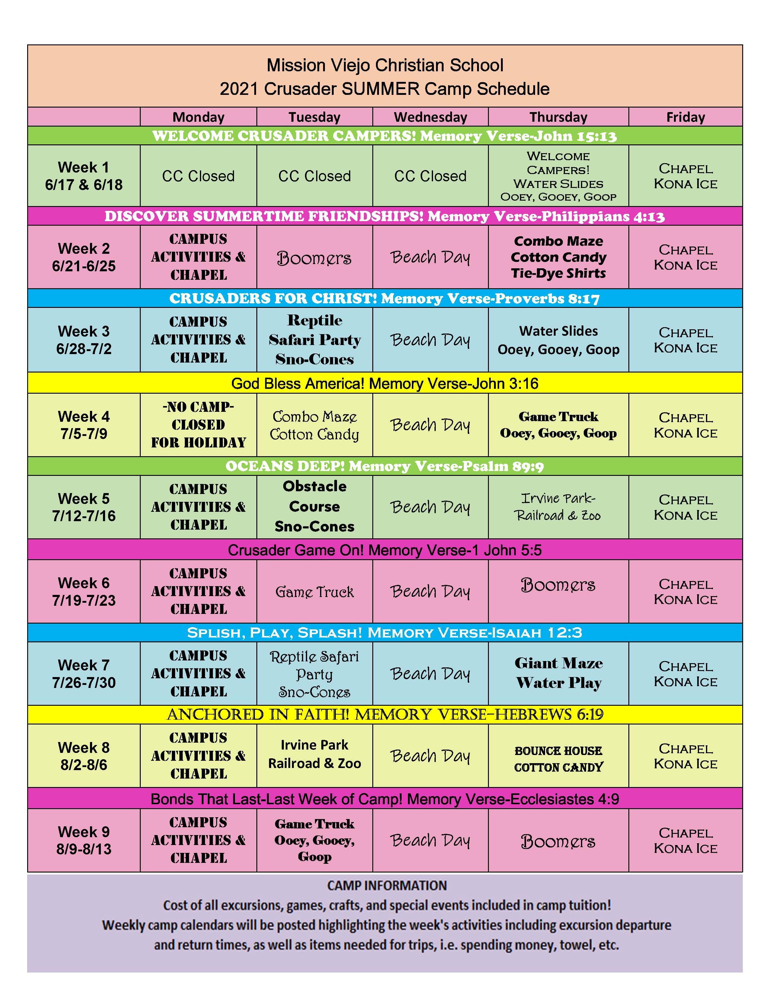 B y kanne Ve B y kbaba Ziyaret Kap D zenleme Summer Camp Schedule 