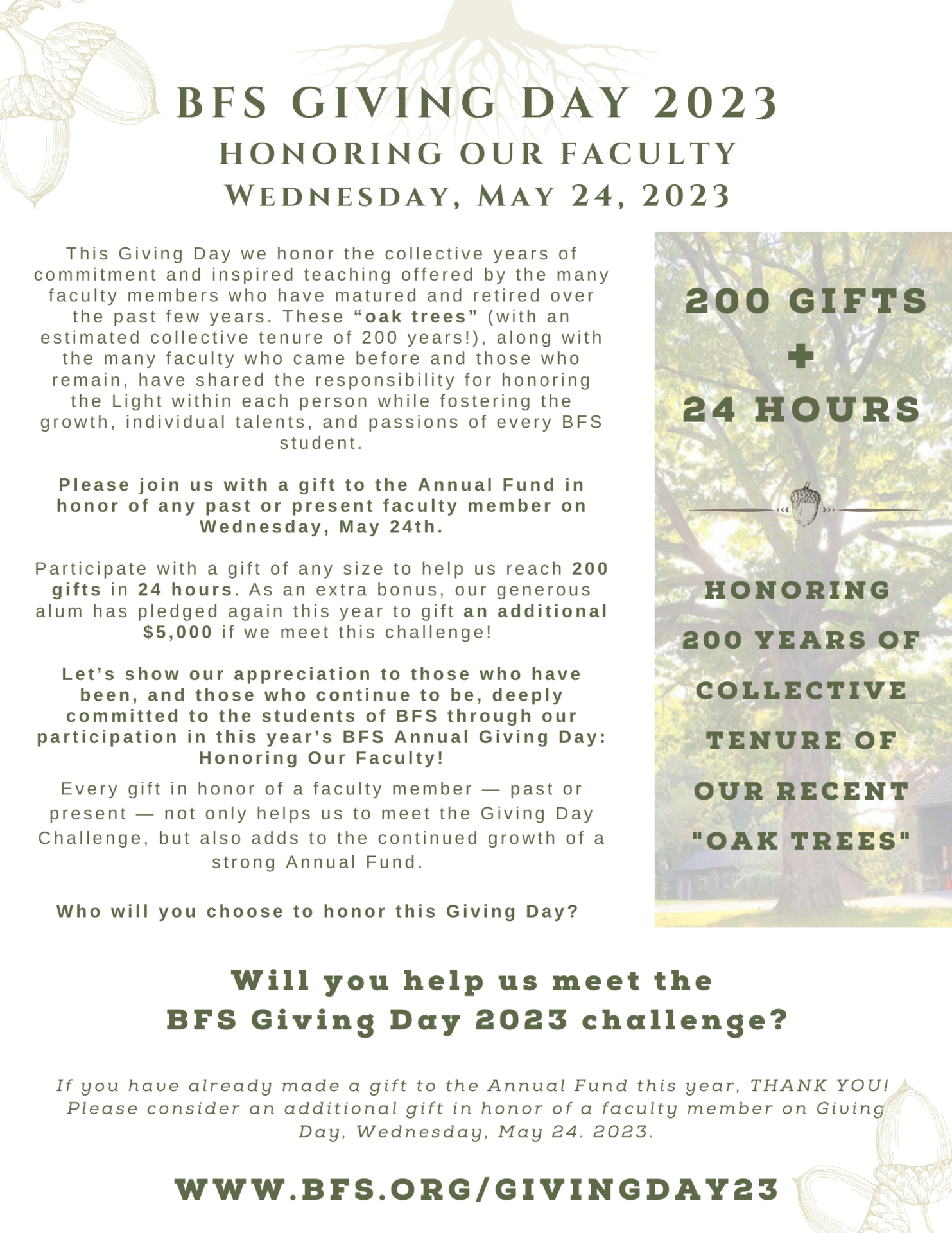 BFS Giving Day - Ways to Support BFS - Buckingham Friends School