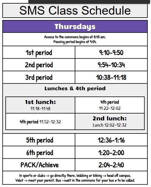 2025-2026 Bell Schedules – Students & Parent Resources – Selkirk Middle ...