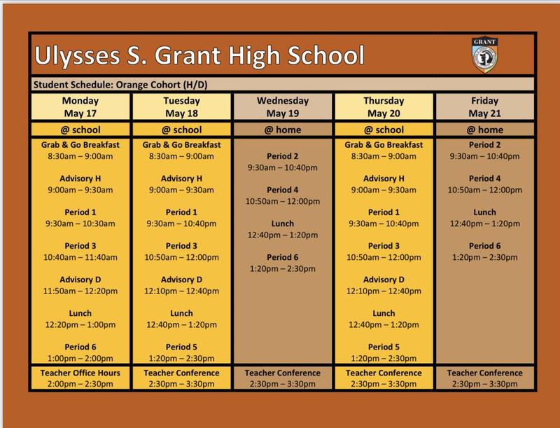 Instructional and Weekly Calendars | Ulysses S. Grant High School