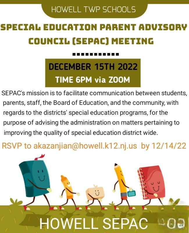 SEPAC Past Meetings - Pupil Services - Howell Township Public Schools