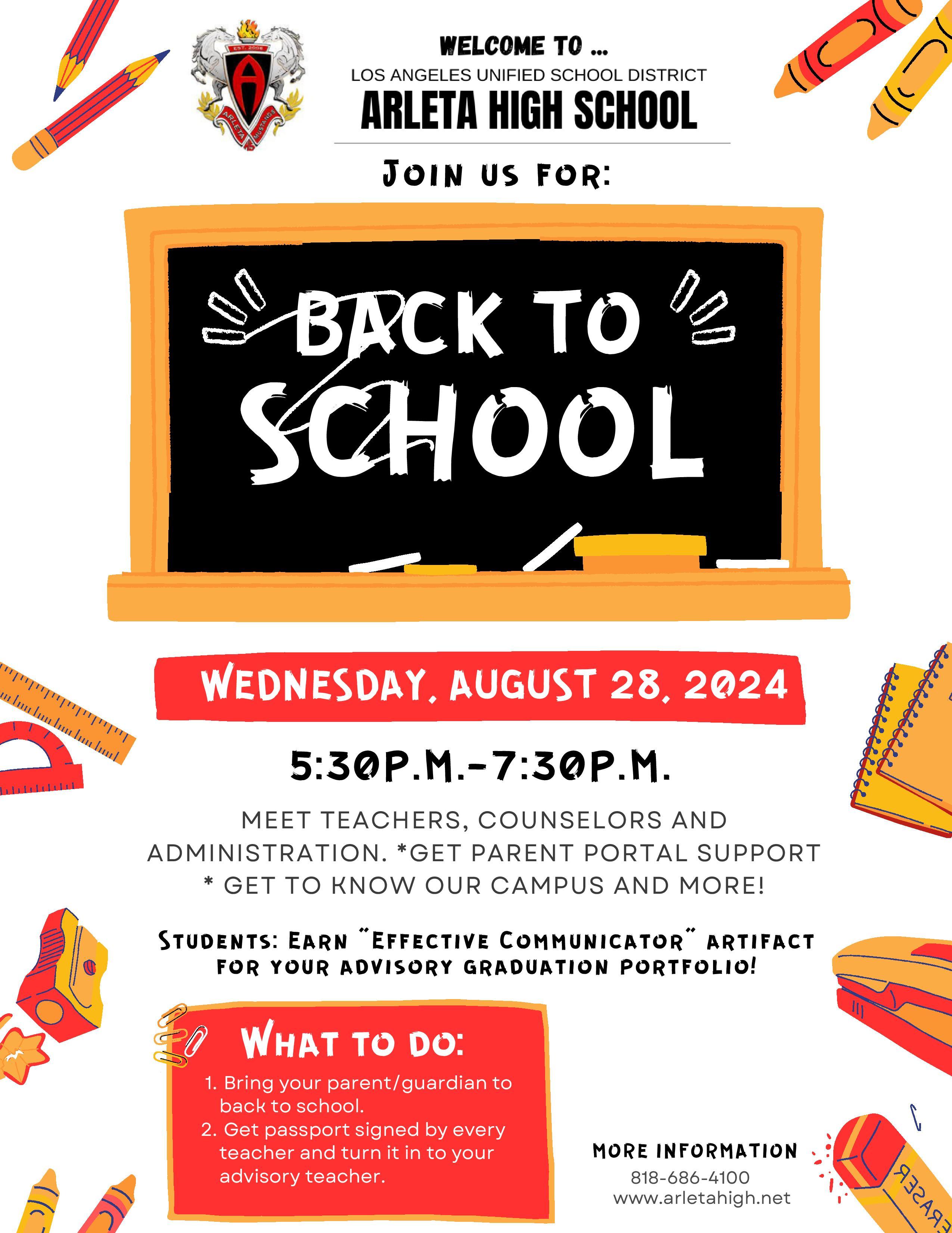 Arleta: Back To School Fall 2024 – Resources for Staff – Arleta High School