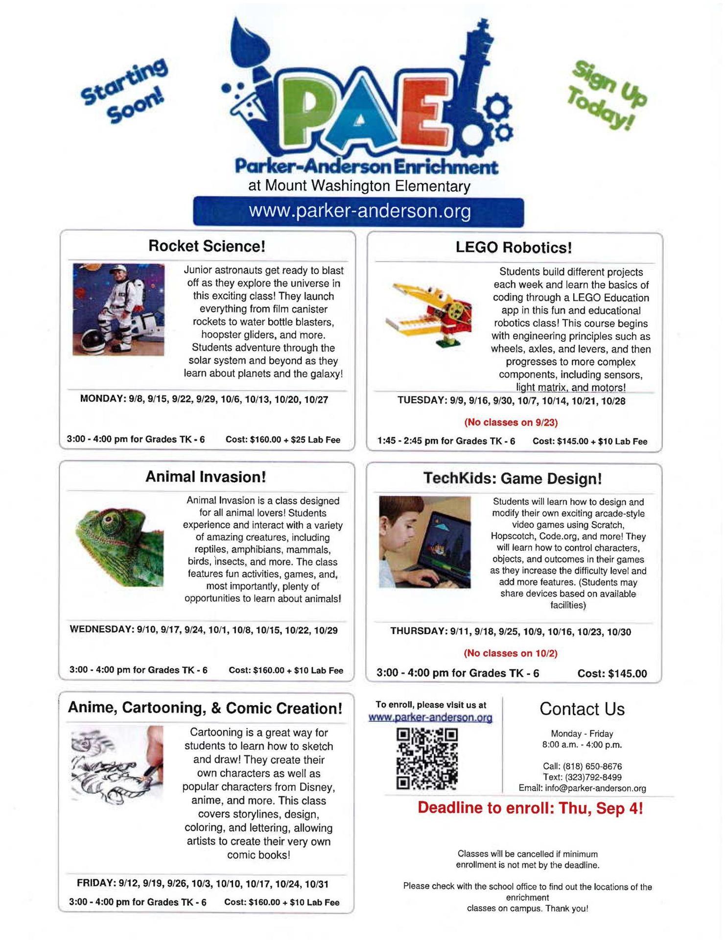 After School Enrichment Classes – After School – Mount Washington ...