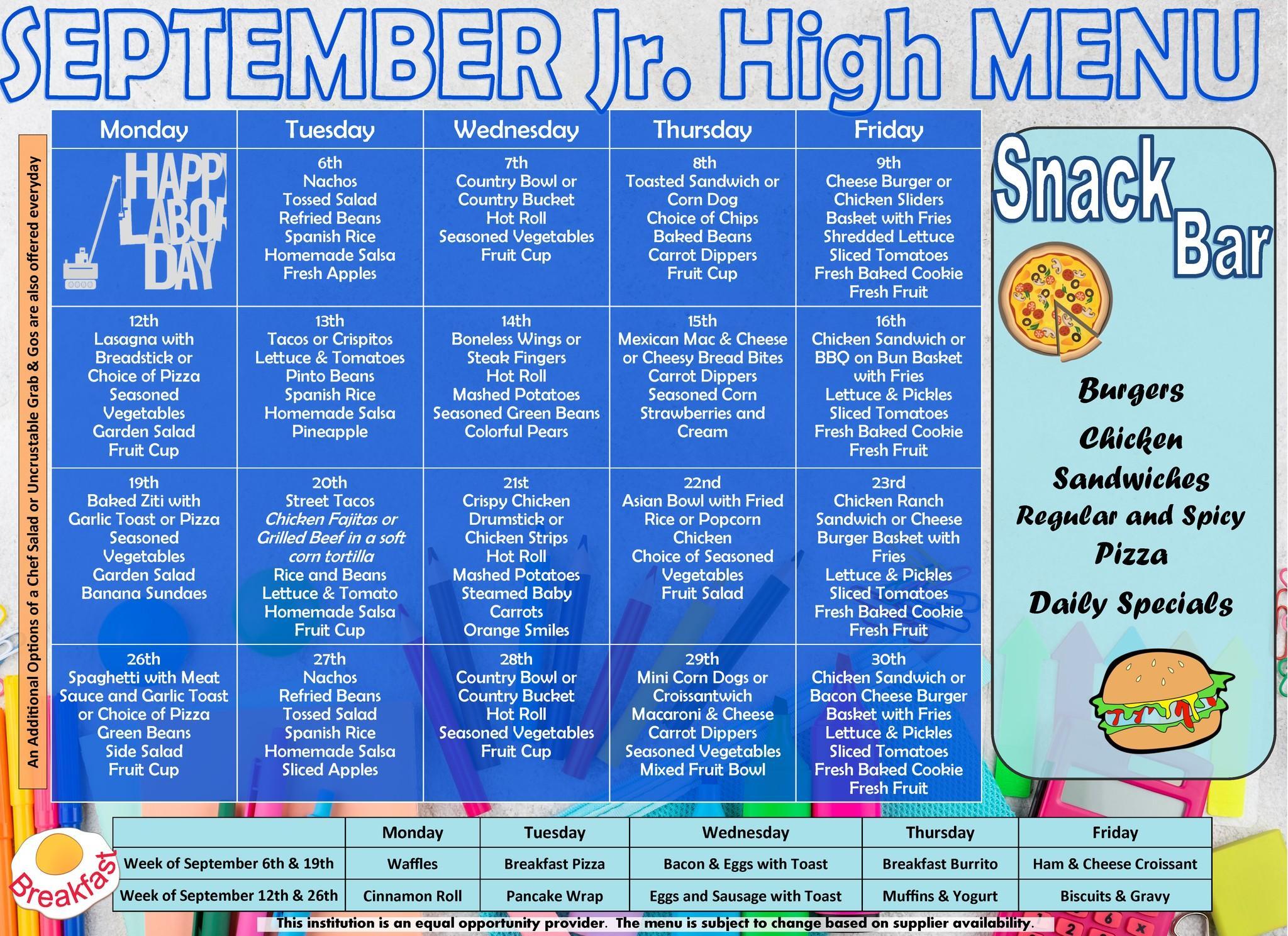 District Menus – Food & Nutrition – Llano Independent School District