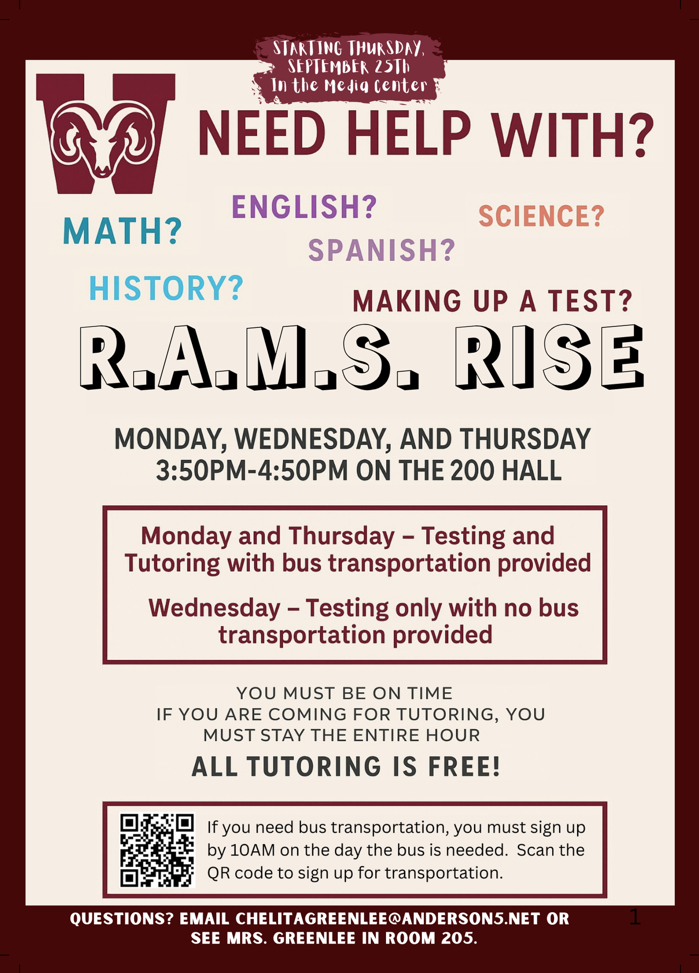 Rams RISE – Academics – Westside High School