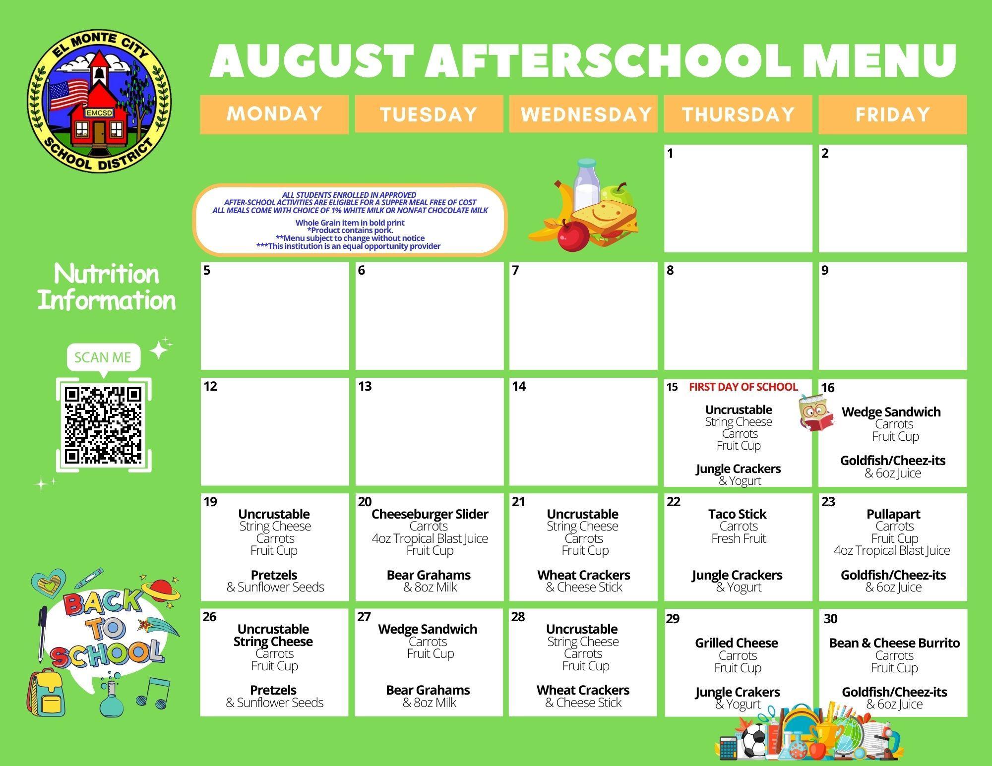 Menus & Meal Programs – Nutrition Services – El Monte City School District