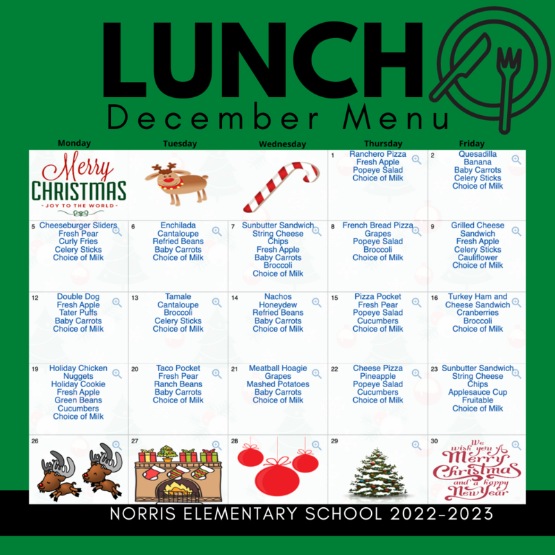 December Breakfast & Lunch Menus | Norris Elementary School