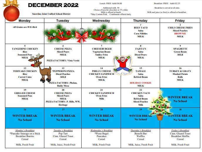 Breakfast and Lunch Menus – Students – The Heritage School