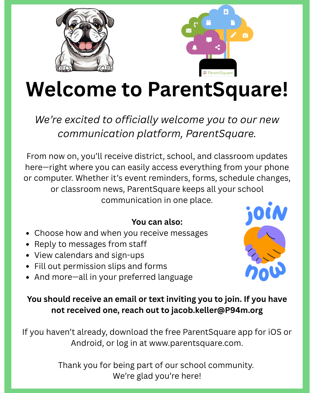 Parent Square – Contact Us – P94M