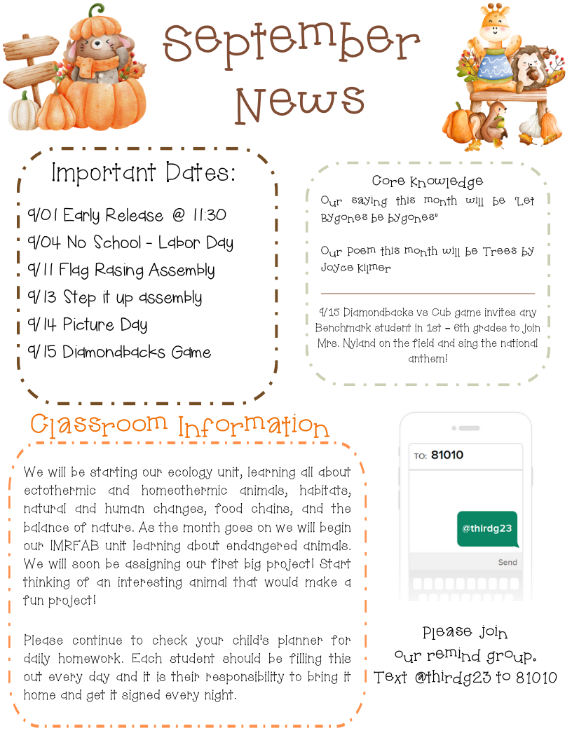 Newsletters – 3rd Grade – Benchmark School
