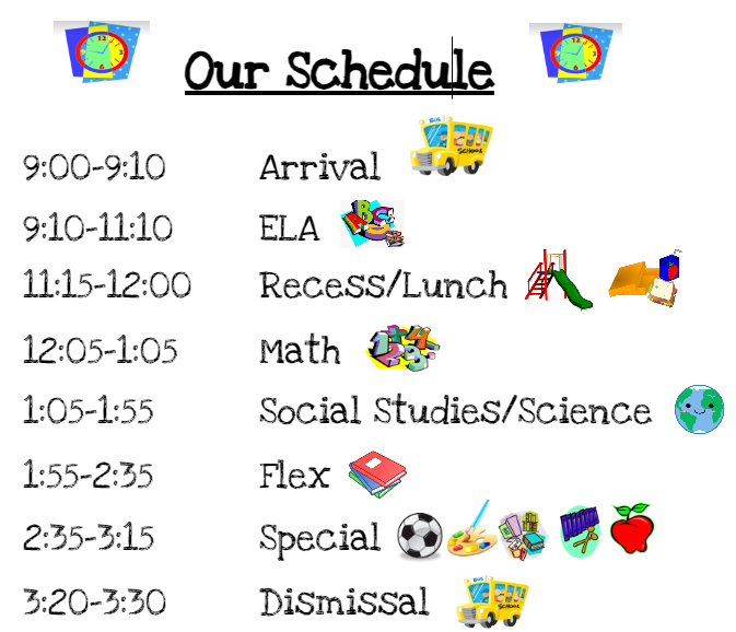 Second Grade Schedule Laura Sturgis Robertsville Elementary School
