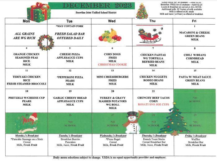 Breakfast and Lunch Menus – Students – The Heritage School