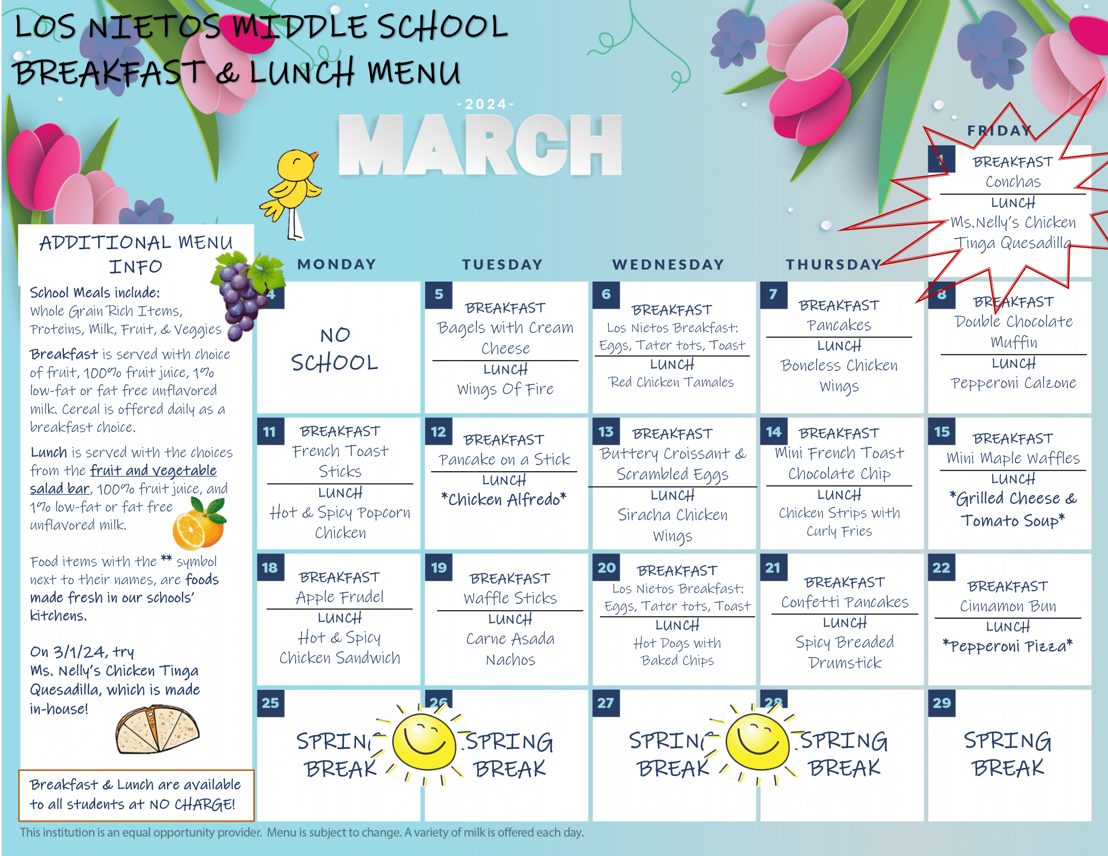 Nutrition Services - School Menu