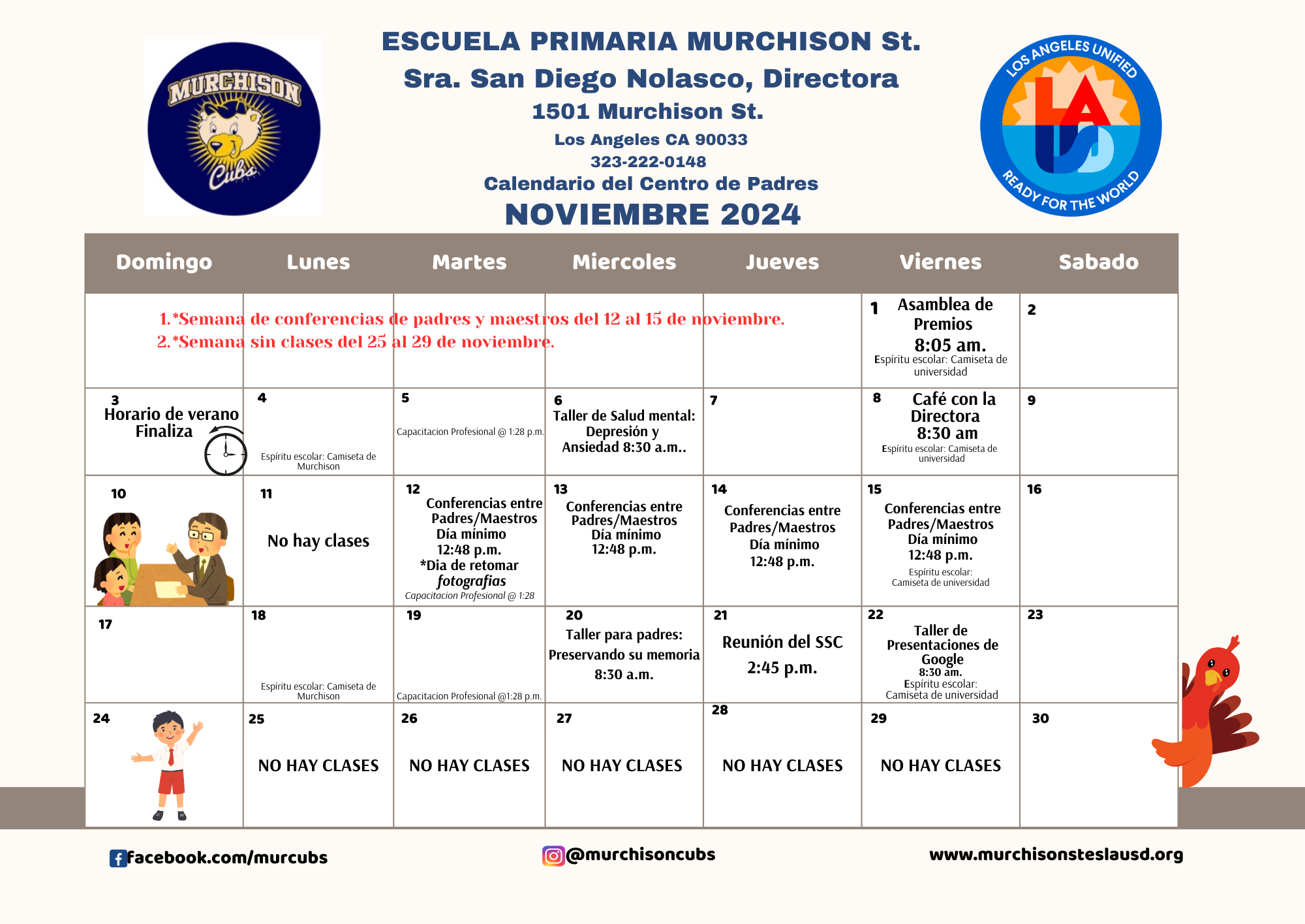 Monthly Calendar – Home – Murchison Street Elementary