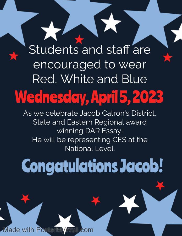 Congratulations Jacob Catron!! Good Luck in the National DAR essay ...