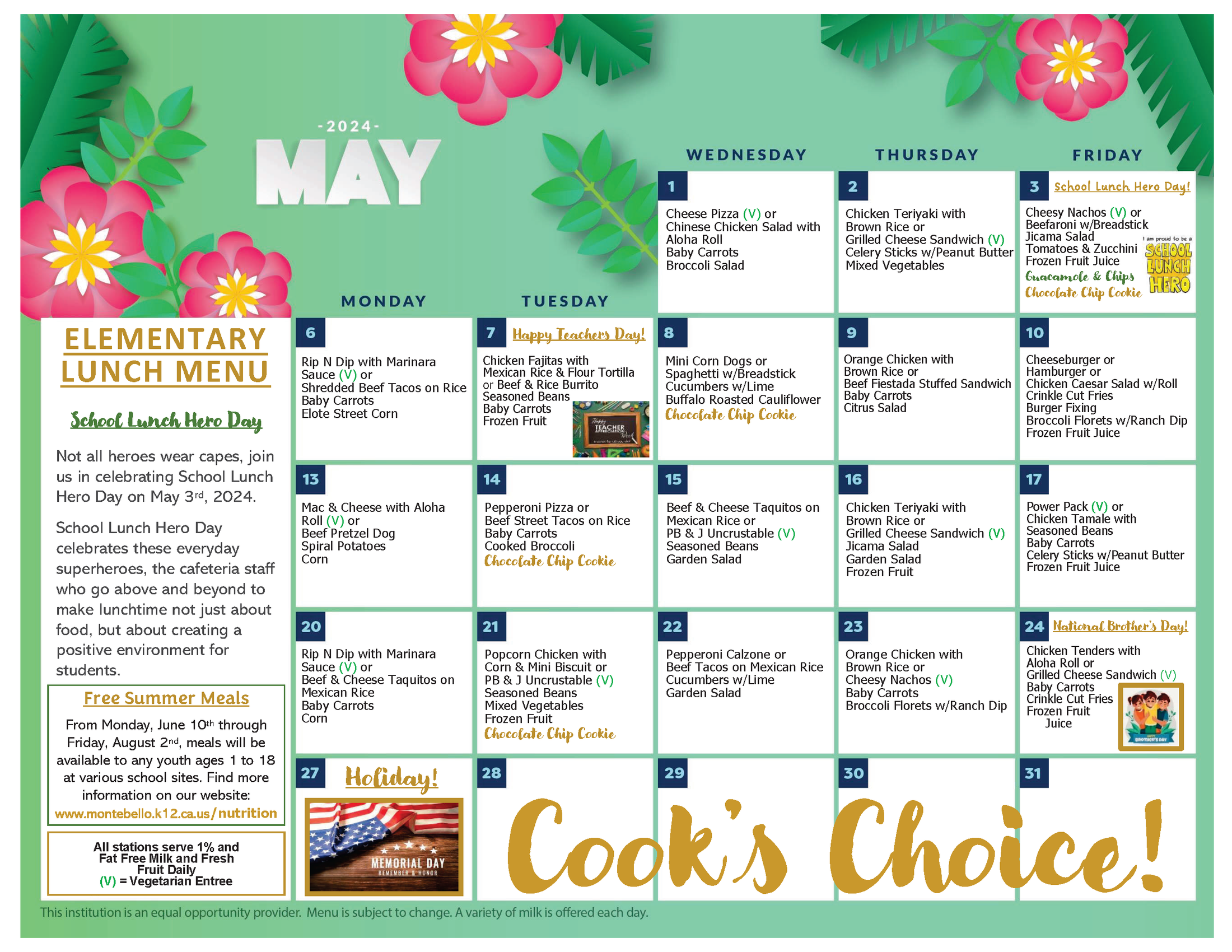 Menus – Nutrition Services – Montebello Unified School District