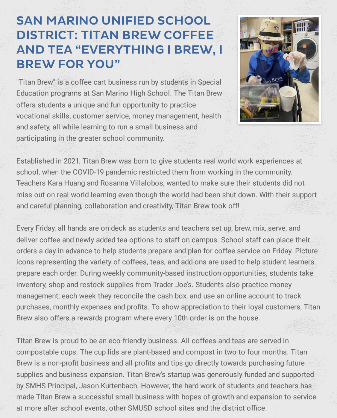 Titan Brew Coffee and Tea – Mrs. Rosanna Villalobos – San Marino High ...