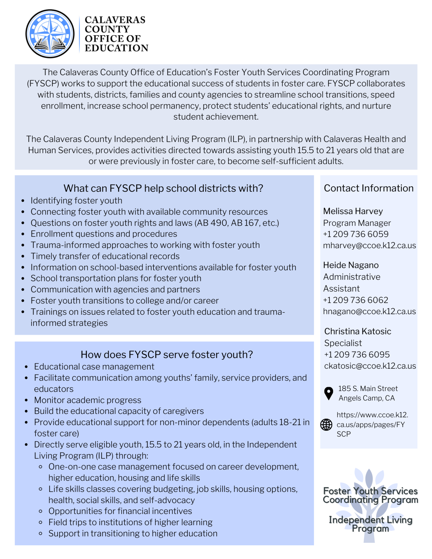 Foster Youth Services - District Departments - Calaveras County Office ...