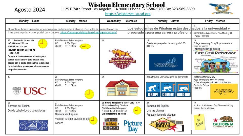 School Calendar – School Calendar – Wisdom Elementary