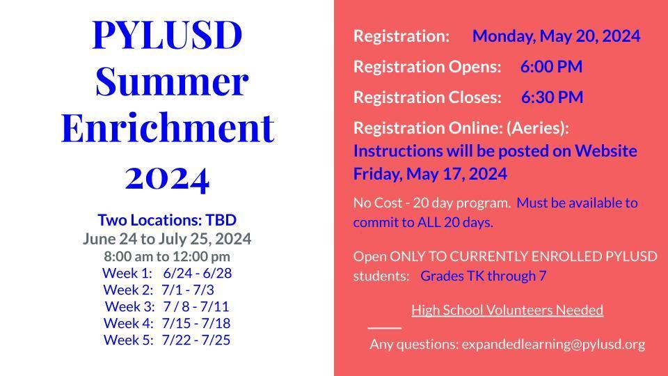 Summer Programs 2024 – Summer Programs – Placentia-Yorba Linda Unified ...
