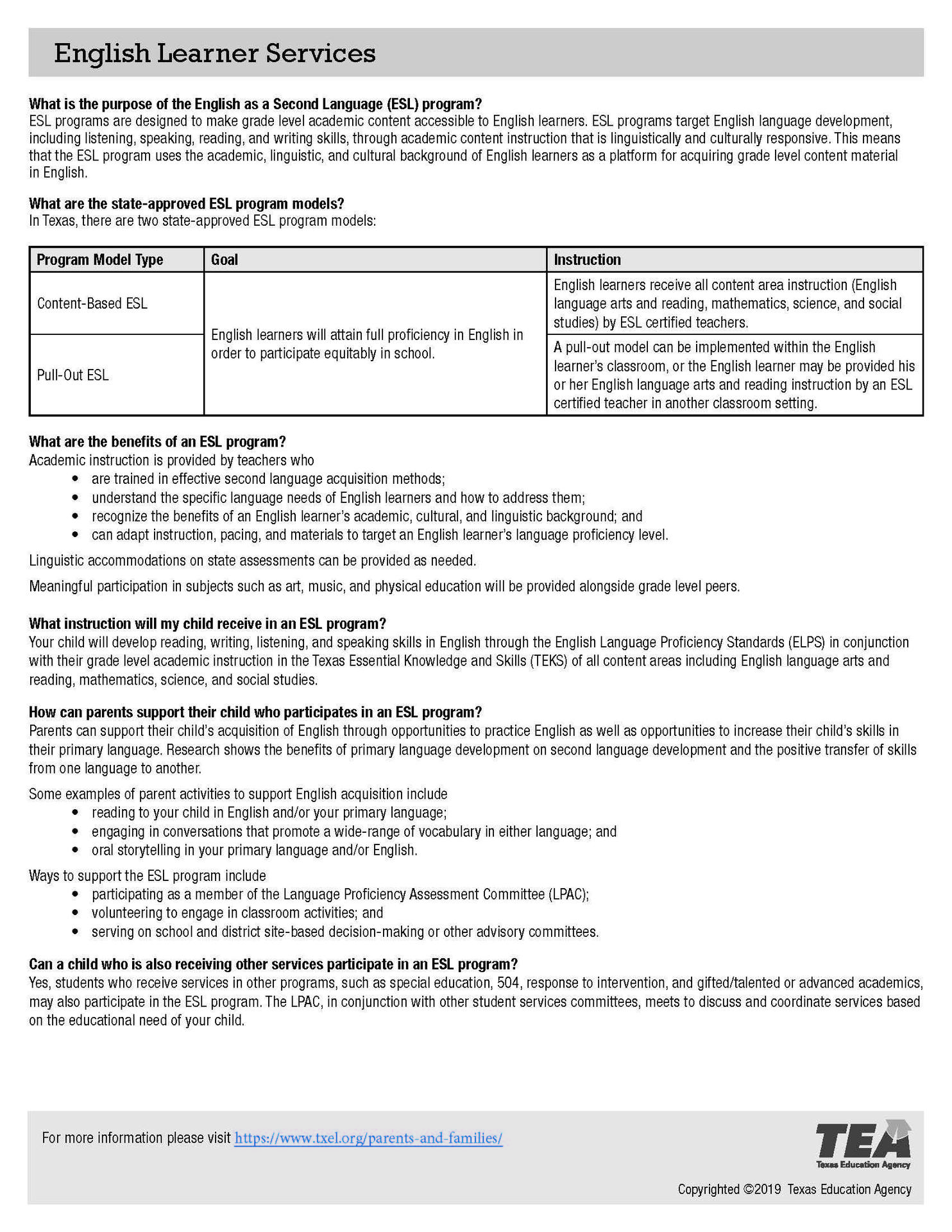 English as a Second Language (ESL) Programs – Bilingual Education/ESL ...