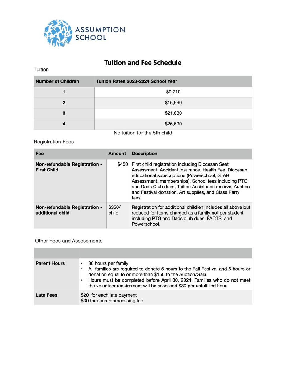Tuition – Prospective Families – Assumption School