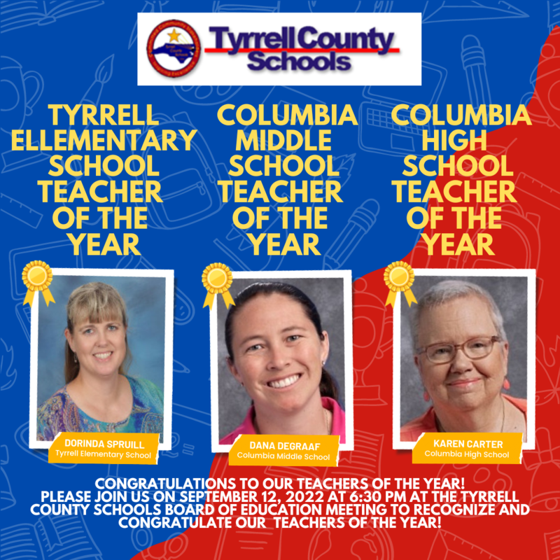 TCS School Level Teachers of the Year | Tyrrell County Schools