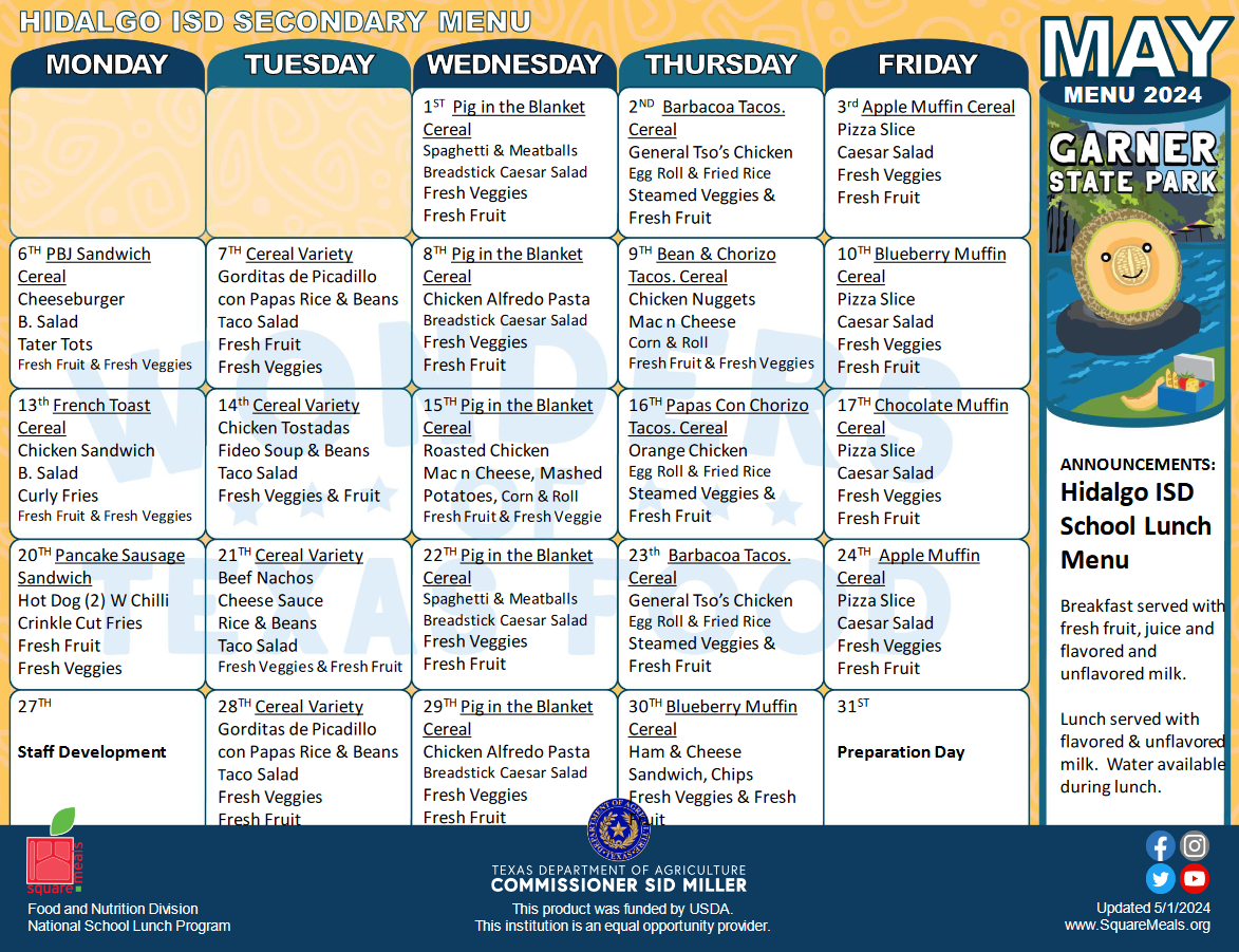 Menu – Child Nutrition – Hidalgo Independent School District