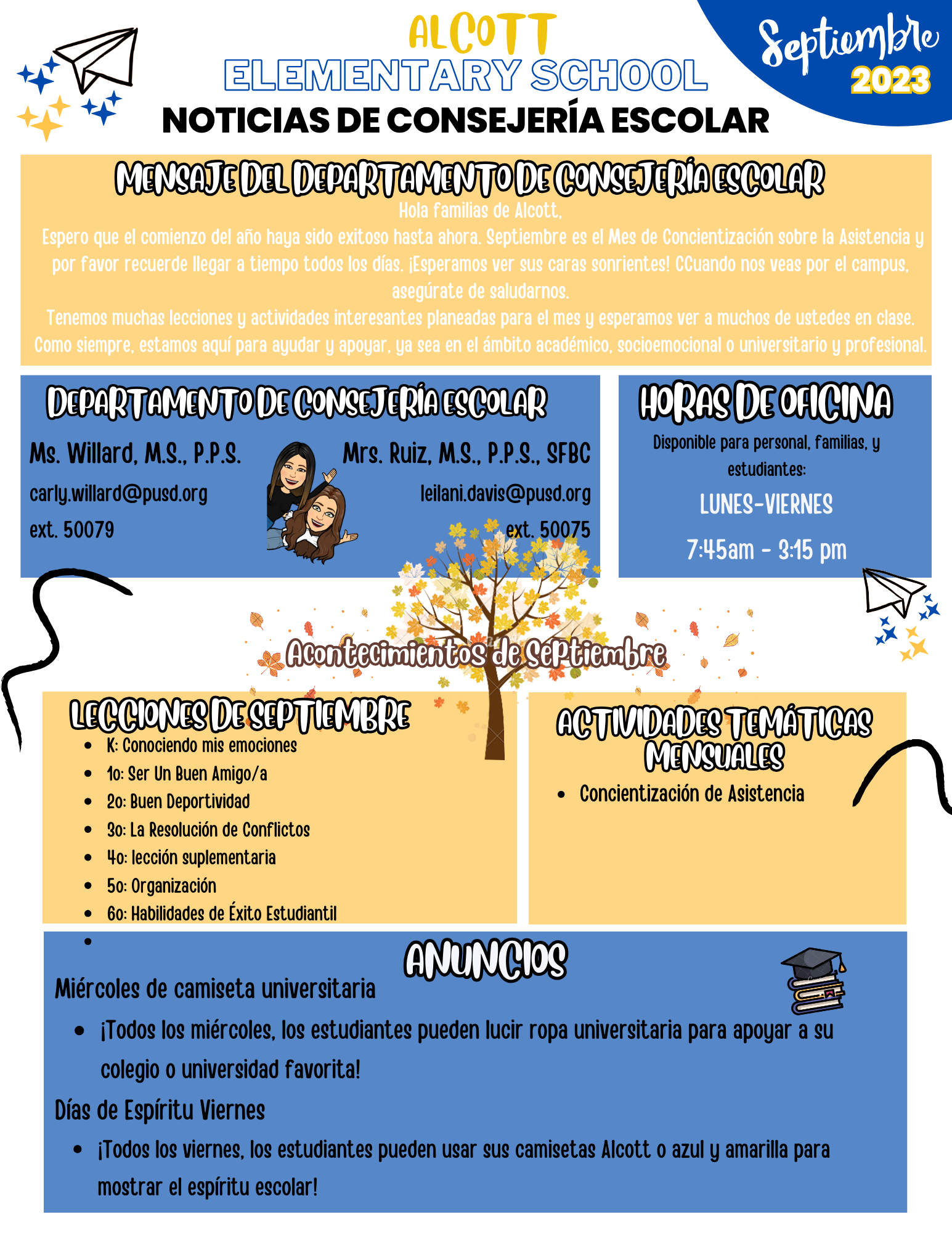 Monthly Newsletter – Counselors – Alcott Elementary School