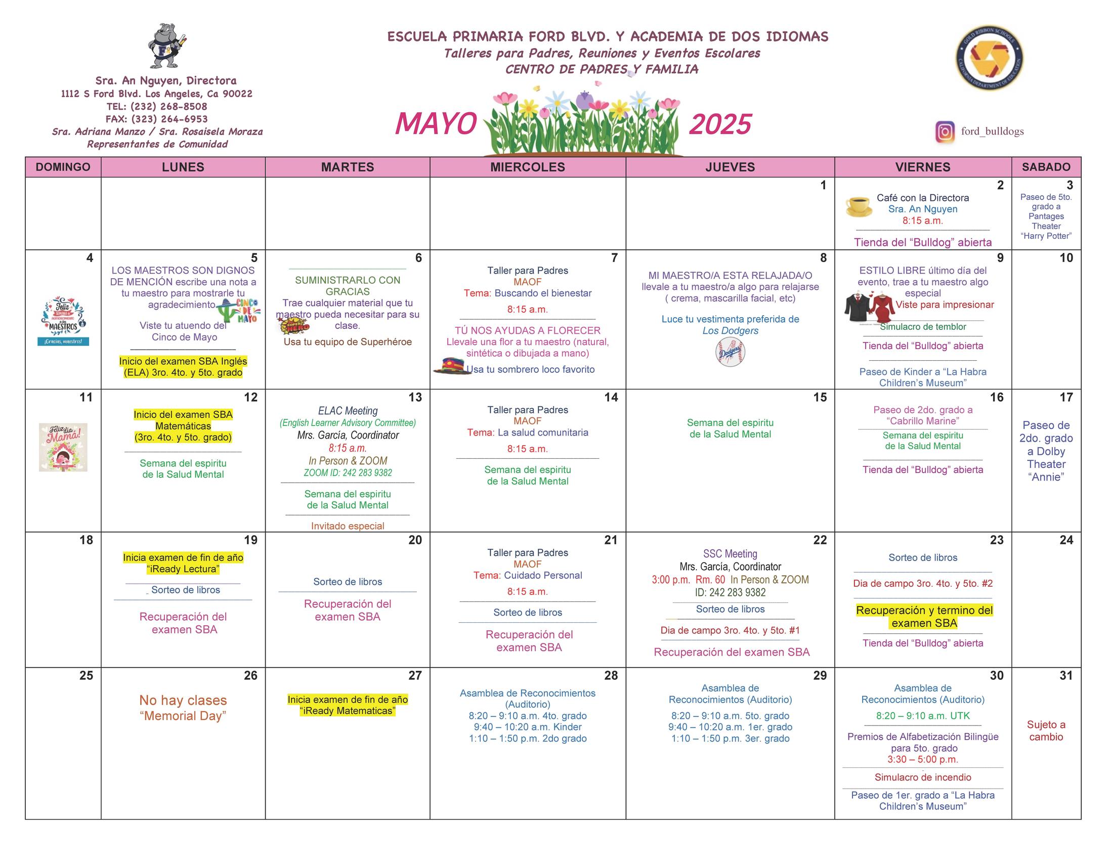 Parent Calendar – Parents – Ford Boulevard Elementary & Dual Language ...