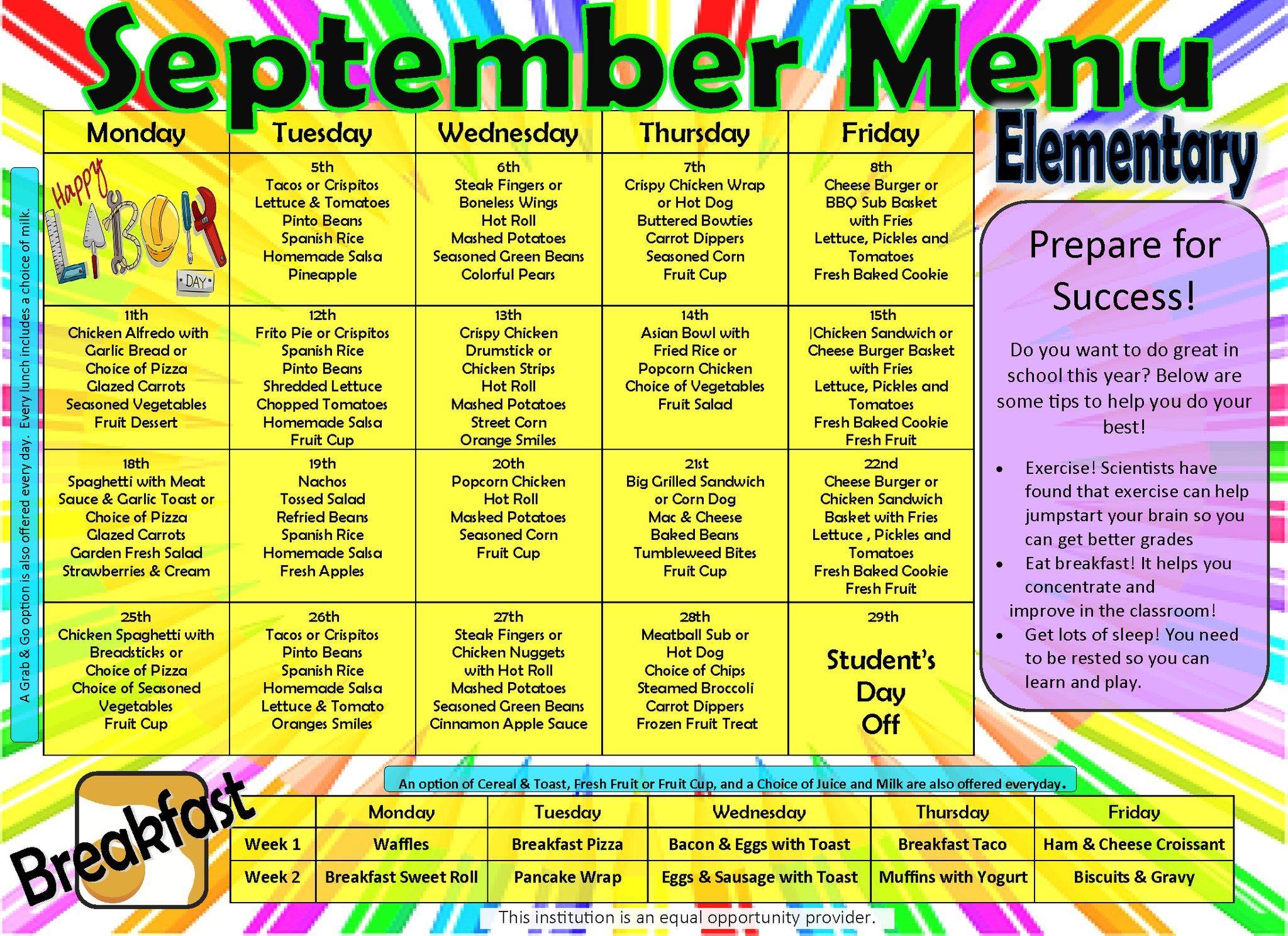 District Menus – Food & Nutrition – Llano Independent School District
