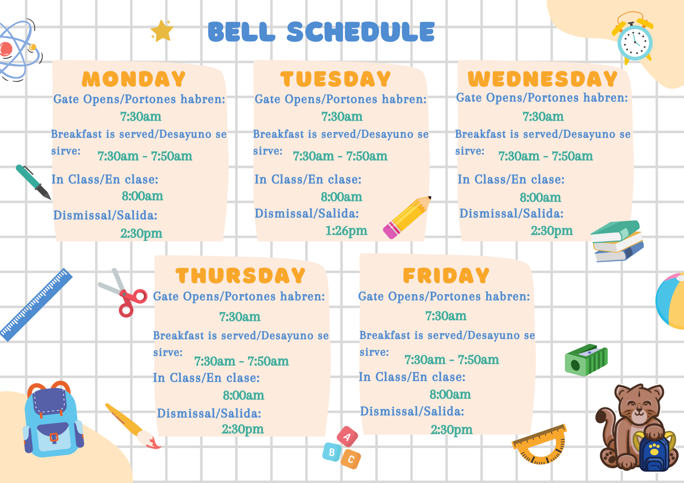 Bell Schedule – General Info – Cantara Street Elementary/VAPA Magnet