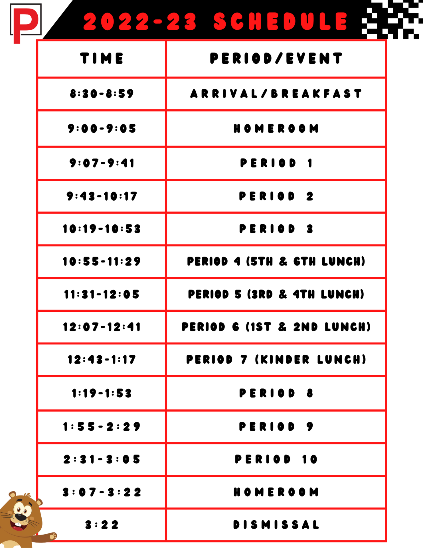 Elementary Time Schedules – Resources – Punxsutawney Area Elementary School