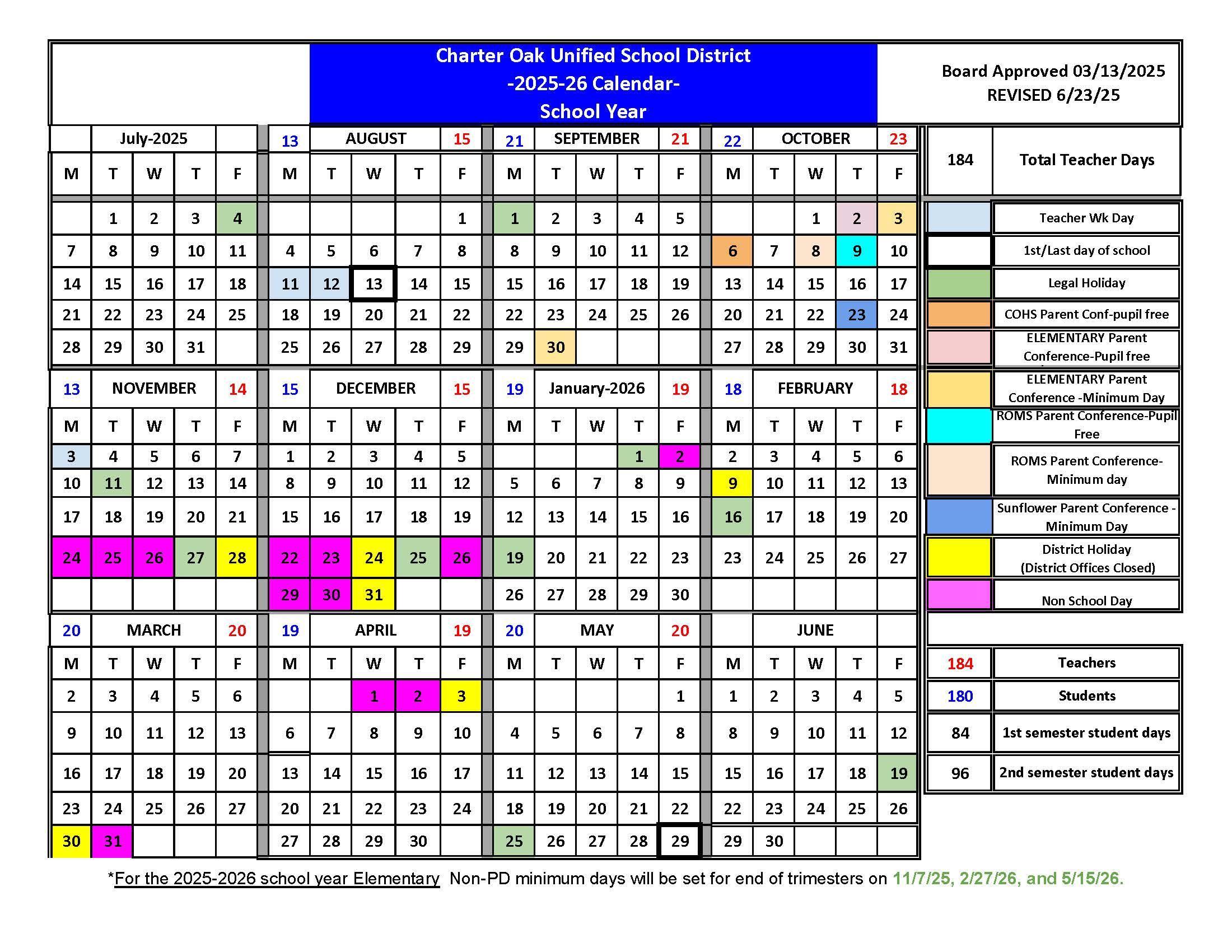 2024-2025 School Year Calendar - Calendar - Charter Oak Unified School ...